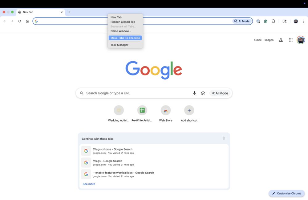 How to enable vertical tabs in Google Chrome right now
