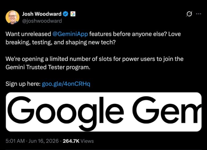 Google is hand-picking Gemini users to try upcoming features early